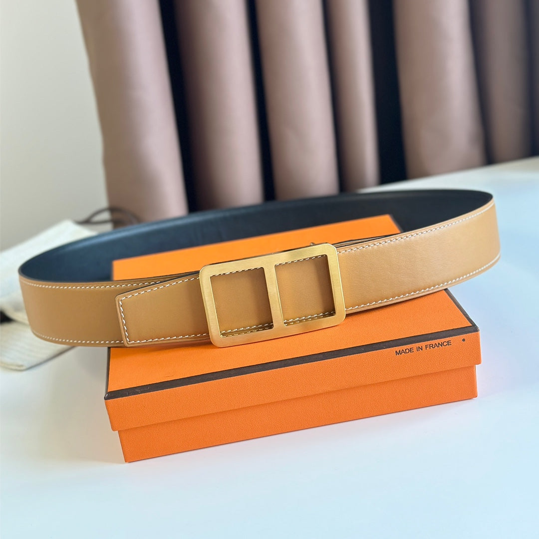 HM BELT BUCKLE & REVERSIBLE ORANGE PASTEL AND BLACK LEATHER STRAP 38MM ...